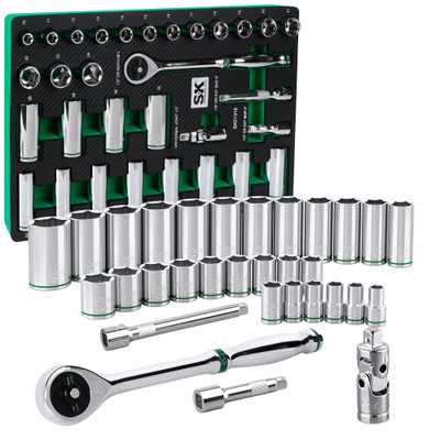SK Tools Socket Set - Chrome, Standard & Deep, Metric, 6 Point, 1/2 ...
