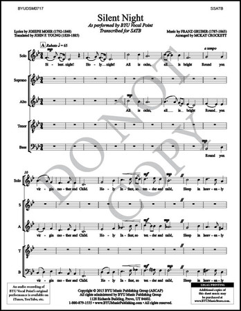 Silent Night (Arr. by McKay Crockett - SATB A Cappella) [Physical Sheet ...