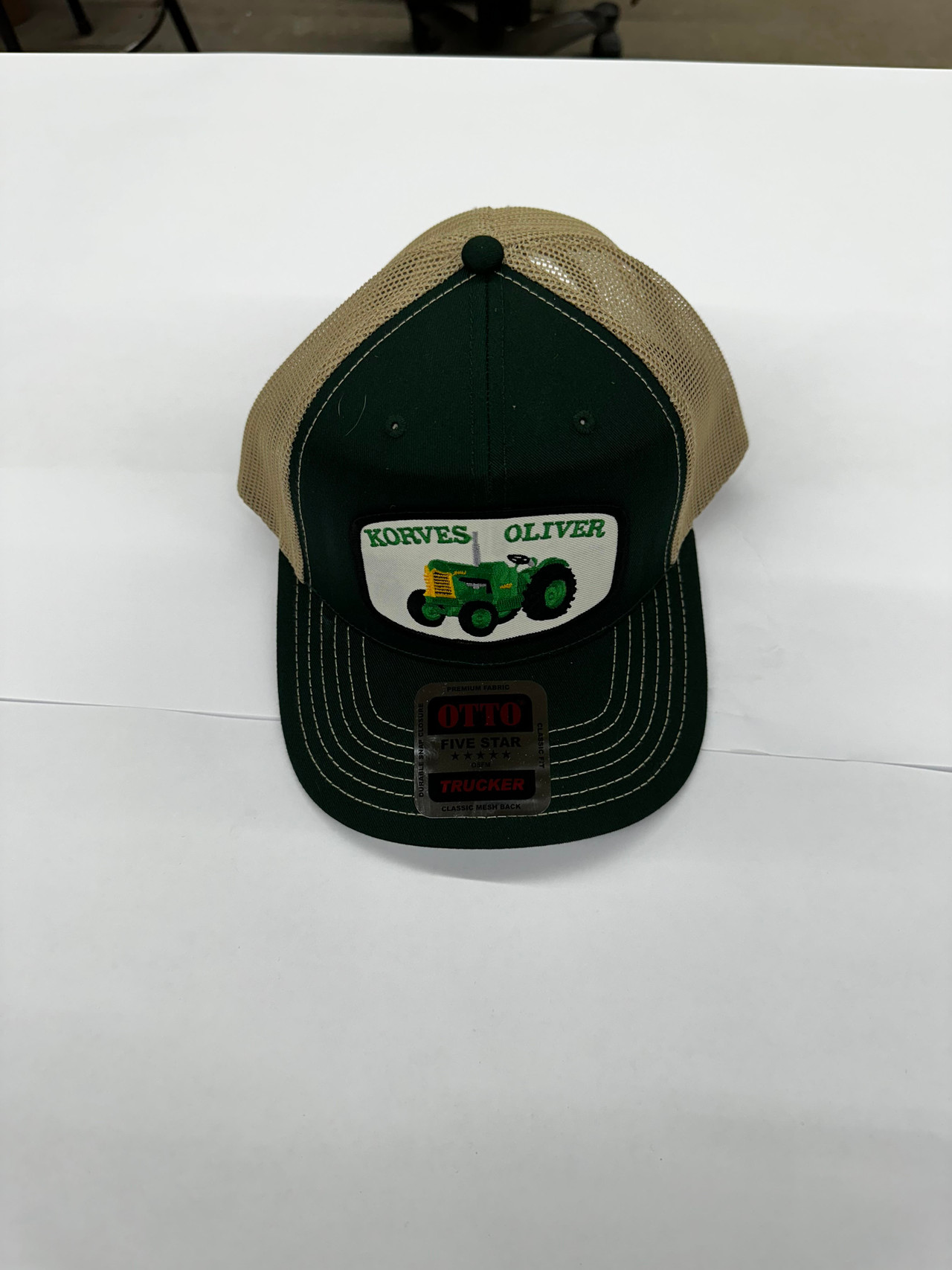 Green and White Tractor Hat