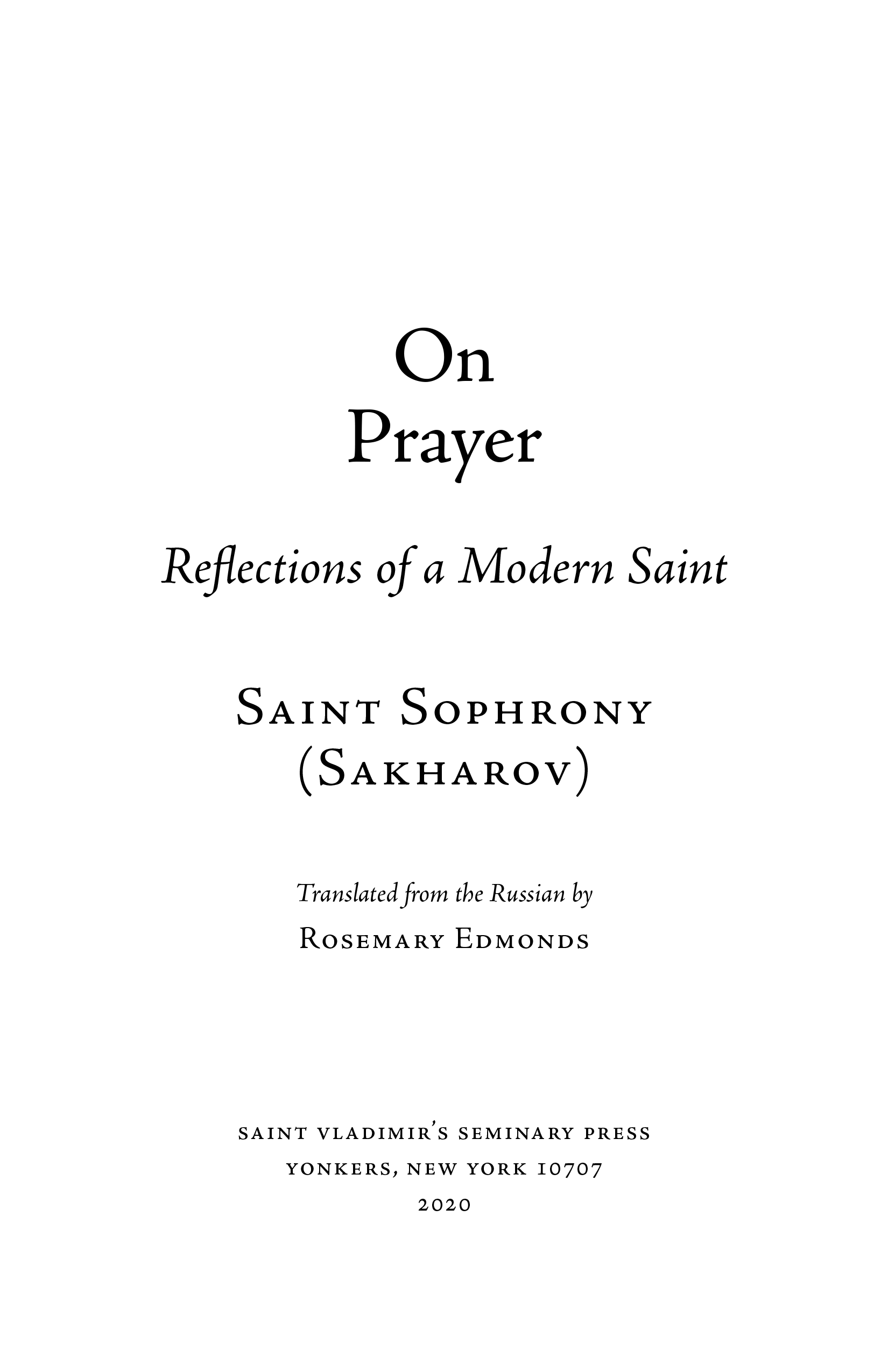 On Prayer – Reflections of a Modern Saint (2nd Edition) | SVS Press