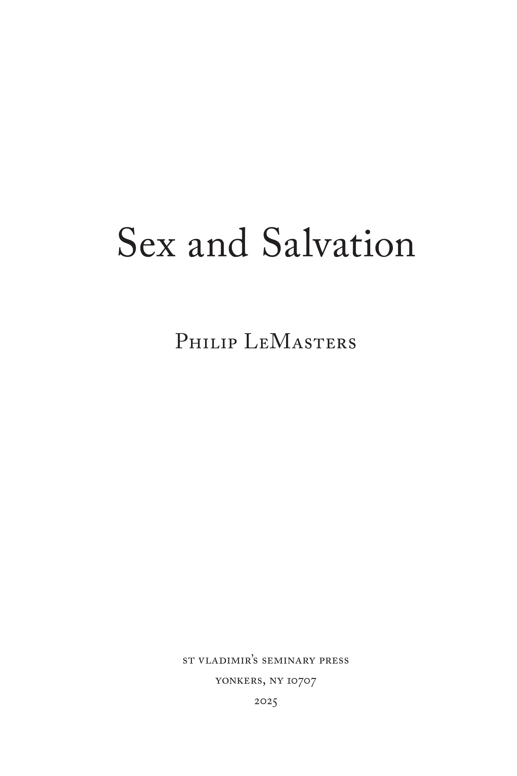 Sex and Salvation - SVS Press & Bookstore