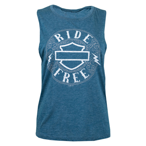 Sturgis Harley-Davidson® Women's Scrolls Blue Tank Top - Sturgis Harley ...