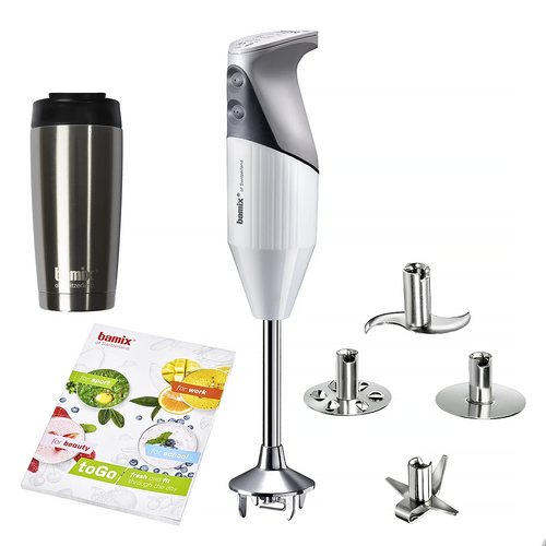 Bamix toGo M200 4-Blade Hand Blender in White | Juicers.ie