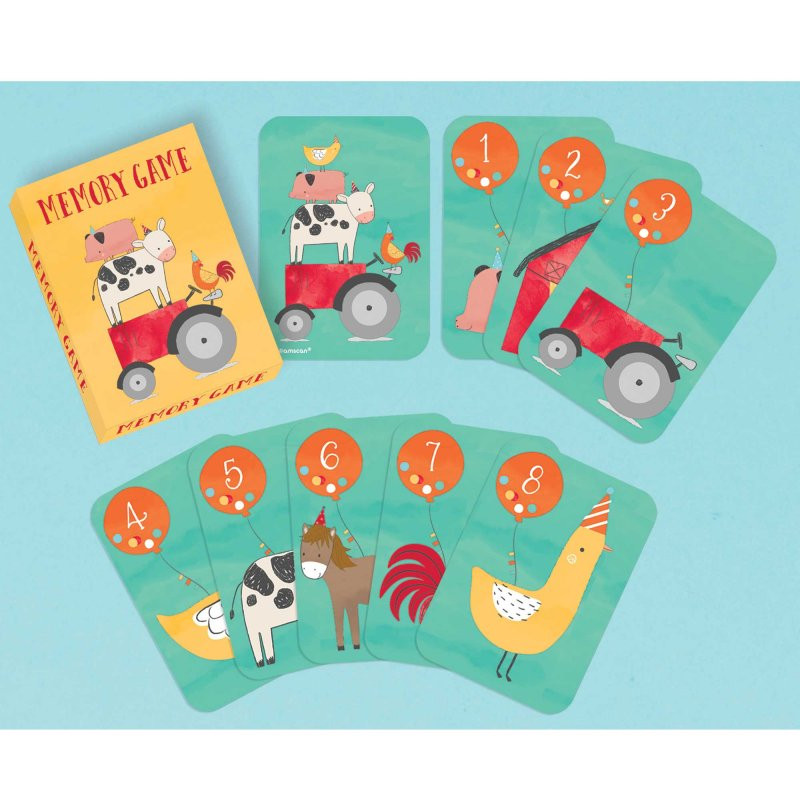 Barnyard Farm Animal Birthday Memory Game Favours - 8 Pack - Wish Upon ...