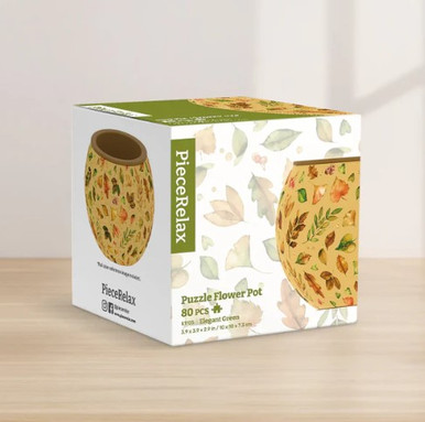 Pintoo Elegant Green Flowerpot Puzzle - 80 Piece 3D Decorative Pot & Pencil Holder