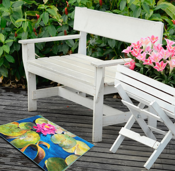 Pink Budding Lily Pad Olivia's Home Accent Washable Rug 22" x 32 ...