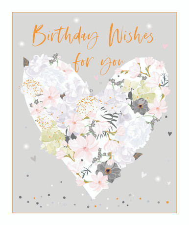 HB- Birthday Wishes Floral Heart - McMillan Cards & Paper