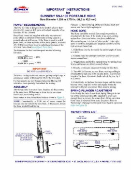 Sunnen SNJ-10 Instructions