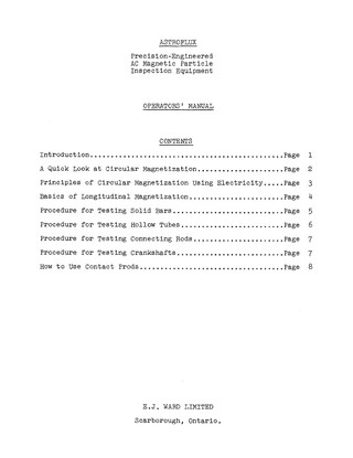 Ward Astroflux Magnetic Crack Detector Manual