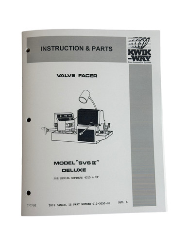 Kwik Way Model SVSII Valve Grinder Manual