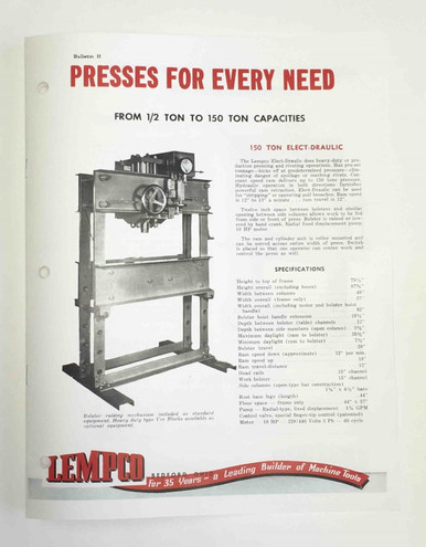 Lempco Hydraulic Press Flier