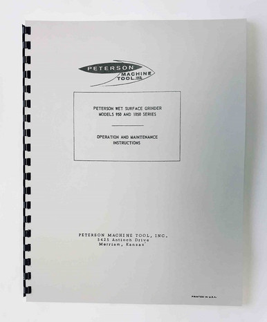 Peterson Model 950 & 1050 Surface Grinder Manual