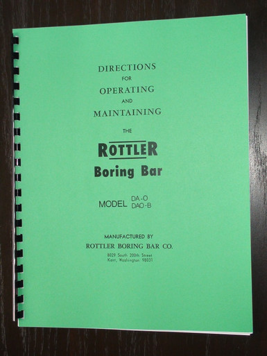 Rottler Model DA-O & DAO-B Manual