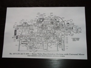 Sioux Model 657-UN Valve Grinder Parts Sheet