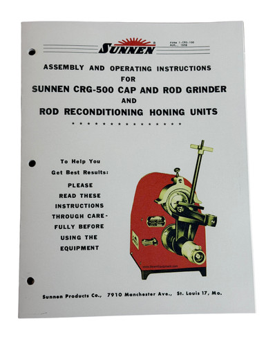 Sunnen Model CRG-500 Cap Grinder Instruction Manual