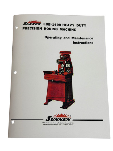 Sunnen Model LBB-1499 Honing Machine Instruction Manual