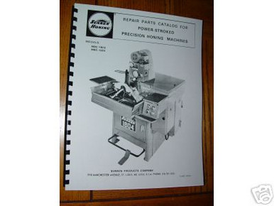 Sunnen Model MBC-1803 & MBC-1804 Honing Machine Parts Manual