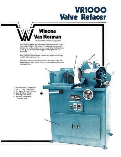 Winona Van Norman Model VR1000 Valve Grinder Flier