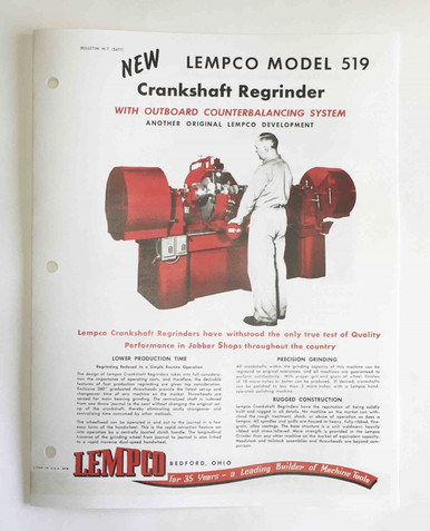 Lempco Model 519 Crankshaft Grinder Sales Flier 1955