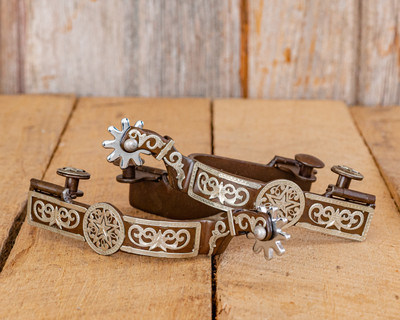 Kelly Silver Star Antique Brown Spurs with Engraved Star Overlay ...