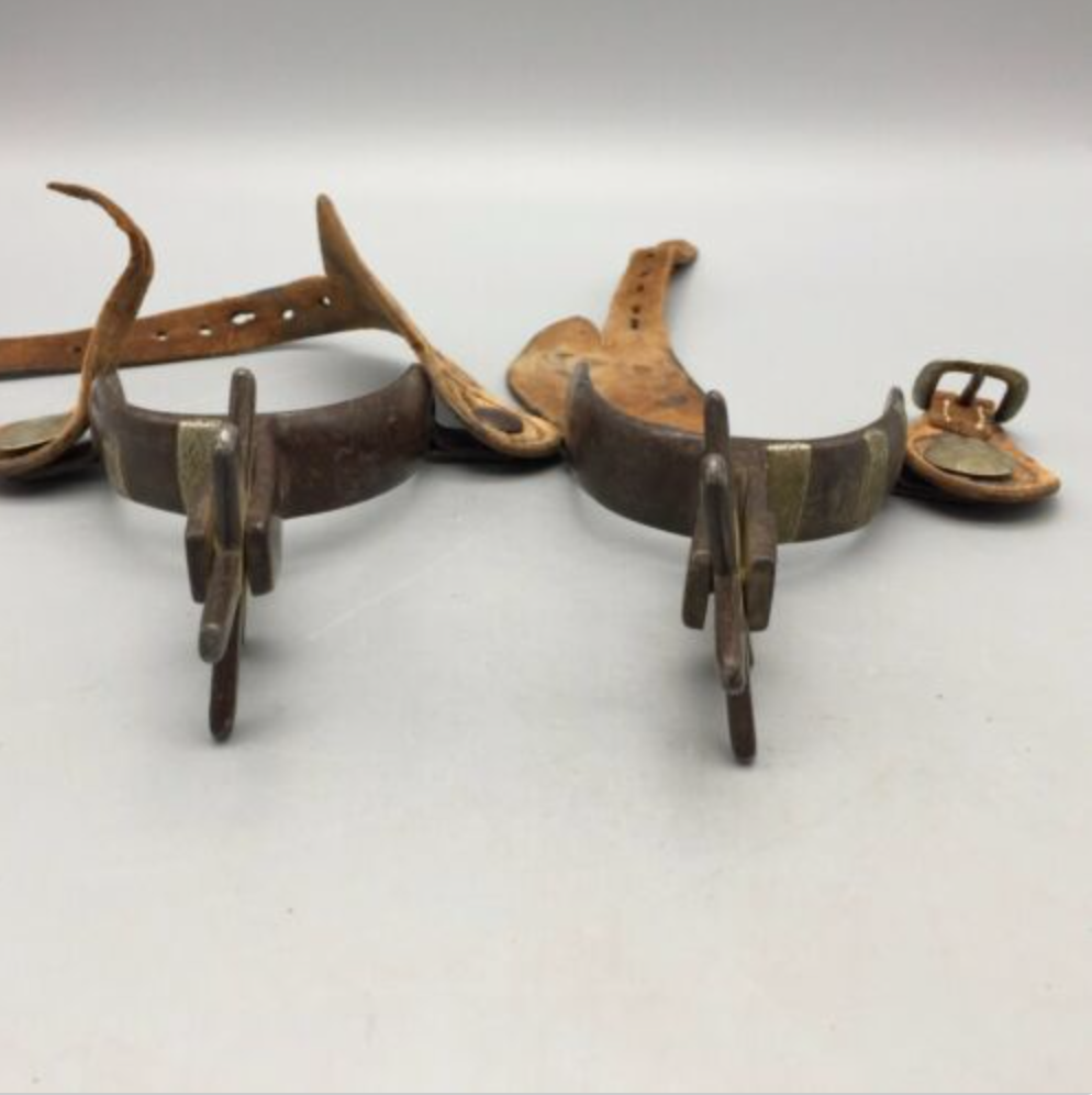 Antique Kelly Bros. & Parker (KB&P) Single Mounted Collectible Cowboy Spurs