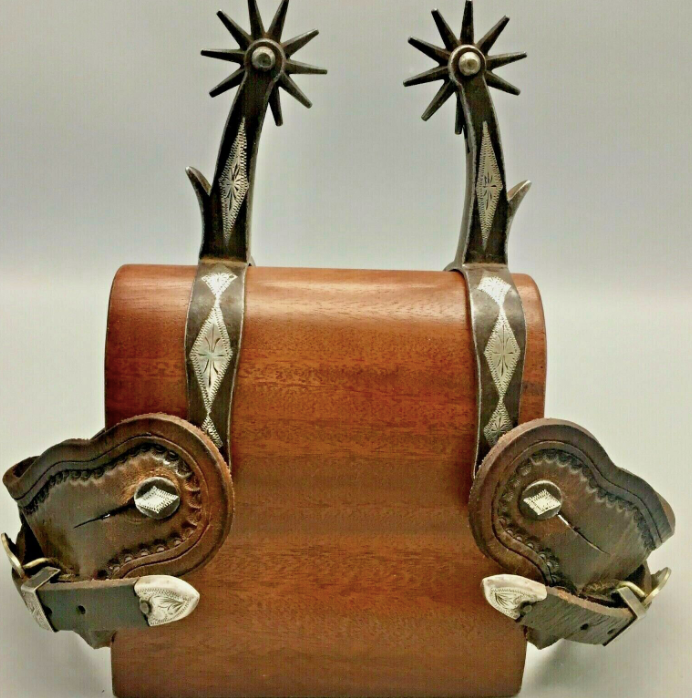 Collectable Single Mounted Spurs with Silver Inlay And Nice Straps ...