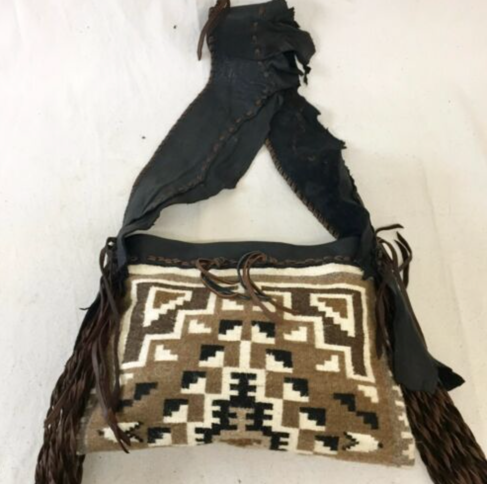 Beautiful! Navajo Textile Purse - Great Leather Fringe and Trim