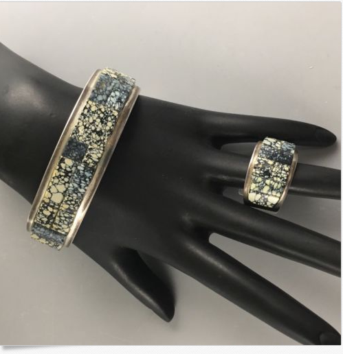 VERY NICE, TOMMY JACKSON NEW LANDER INLAY BRACELET AND RING(SZ 11) SET ...