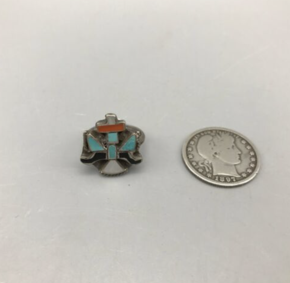 *CUTE* KNIFEWING DESIGN ZUNI INLAY RING - SIZE 4.5