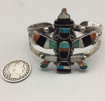 Vintage Zuni Inlay Knifewing Bracelet From Circa 1950s - 60s *Sterling ...