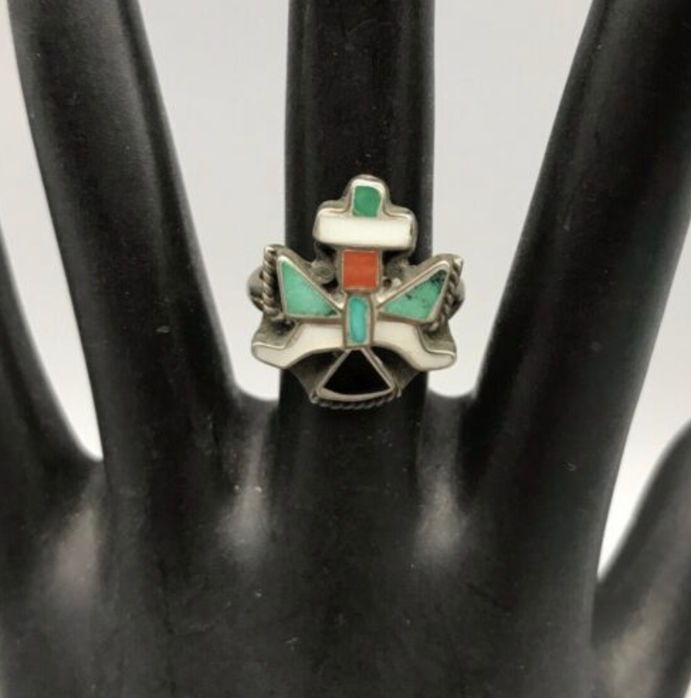 *VERY NICE* Vintage Knifewing ZUNI INLAY Ring - SIZE 6.5
