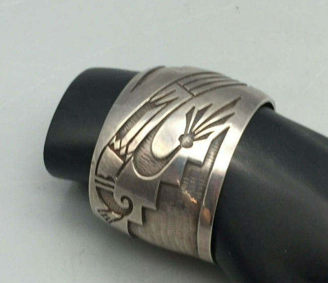 Beautiful! Vintage Hopi Overlay Sterling Silver Cuff by Manuel Hoyungwa!
