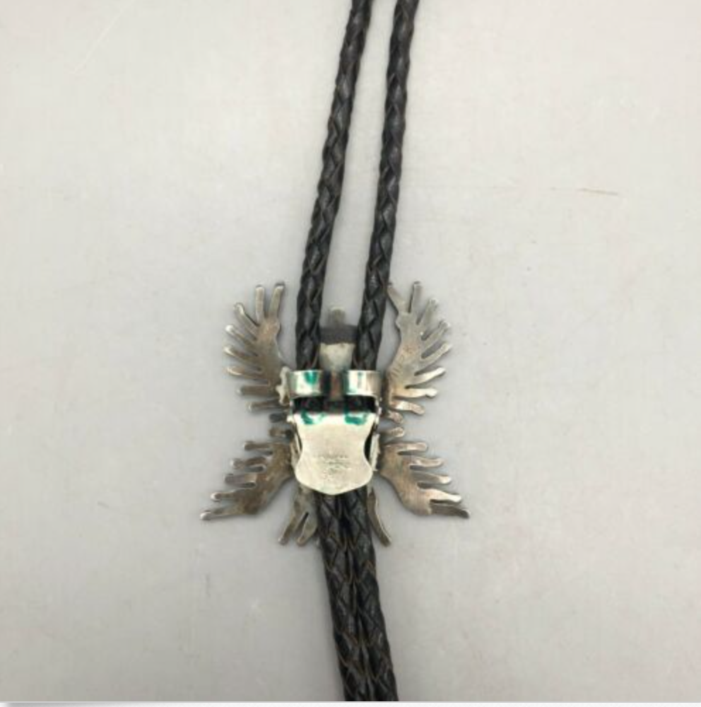 Vintage Zuni Bolo - Turquoise and Sterling Silver * Knifewing Design