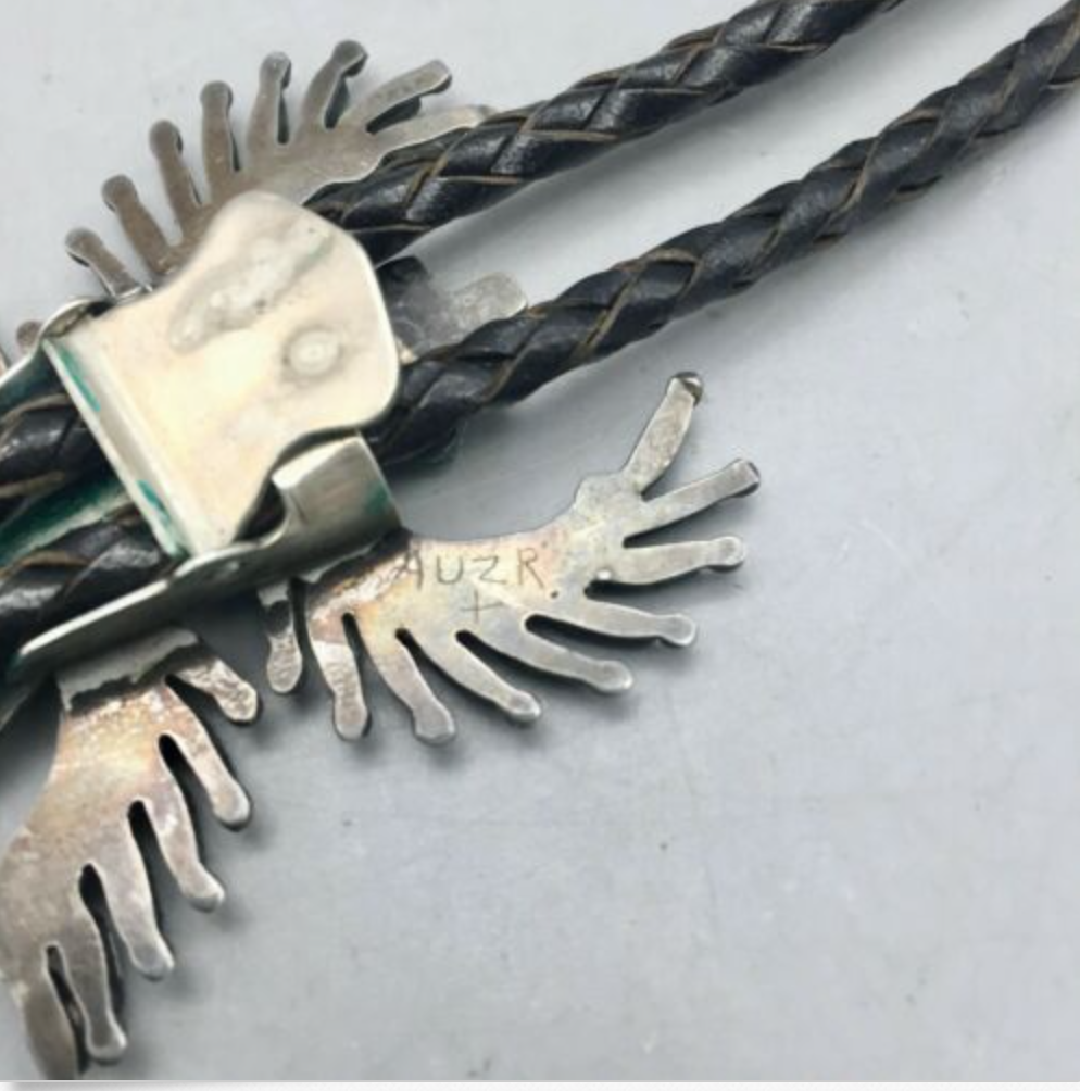 Vintage Zuni Bolo - Turquoise and Sterling Silver * Knifewing Design