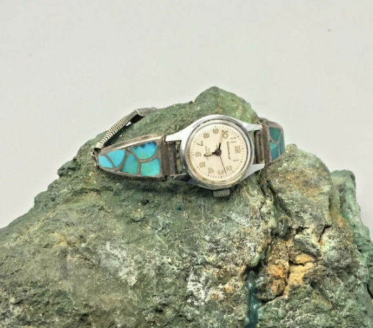 Neat! Turquoise "Fish Scale" Inlay Style Watch Band!