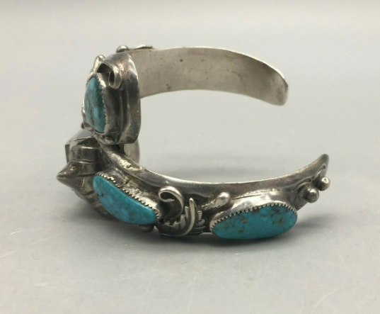 Unique Style With Great Looking Turquoise on this Watch Cuff Bracelet