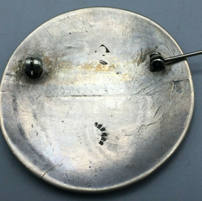 Early Hopi Overlay, Hand Stamped, Sterling Silver Pin (Brooch)