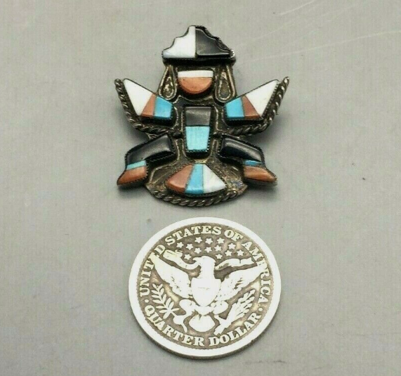 Vintage Zuni Inlay Knifewing Design Pin or Brooch