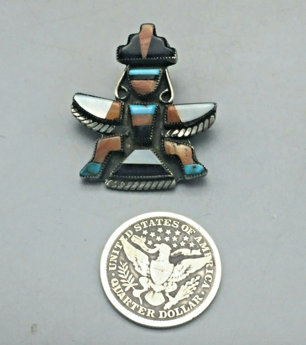 Great! Vintage Zuni Inlay Knifewing Pin or Brooch