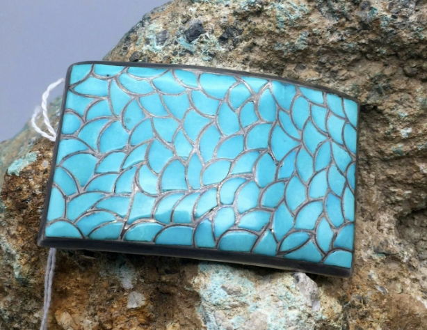 Zuni! A Vintage Turquoise Inlay Belt Buckle From The Jewel Box Col.