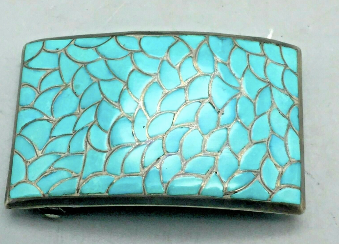 Zuni! A Vintage Turquoise Inlay Belt Buckle From The Jewel Box Col.