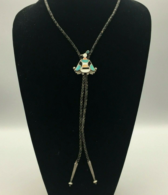 Circa 1950s Zuni Inlay Bolo Tie With the Thunderbird Design -From Jewel ...
