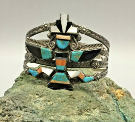 Vintage Zuni Inlay Knifewing Bracelet