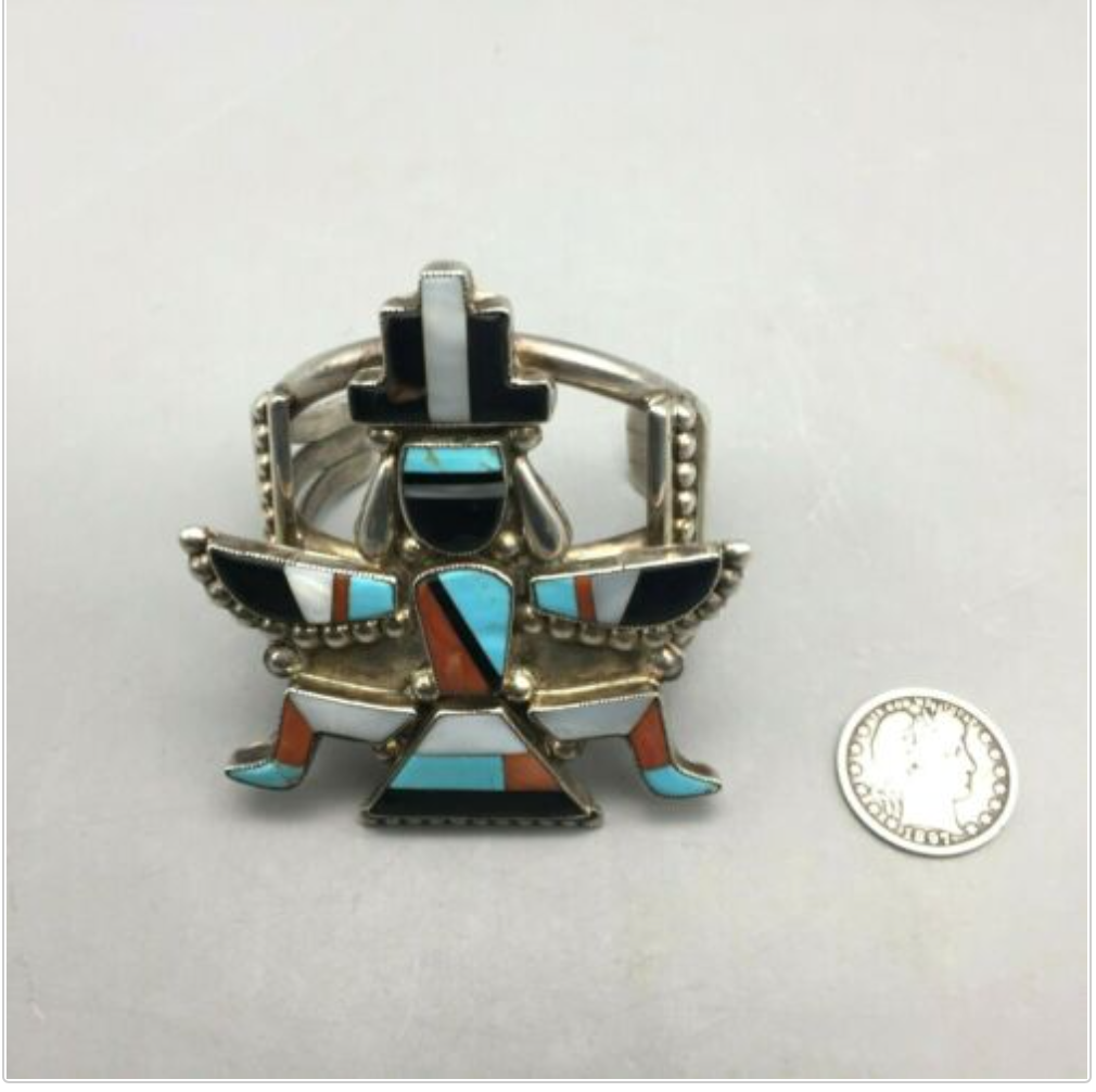Gorgeous 1960s Zuni Inlay Knifewing Bracelet