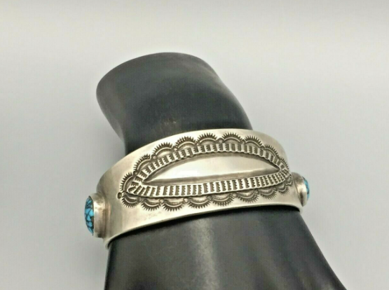 Handmade Lone Mountain Turquoise Bracelet by Micheal Little Elk