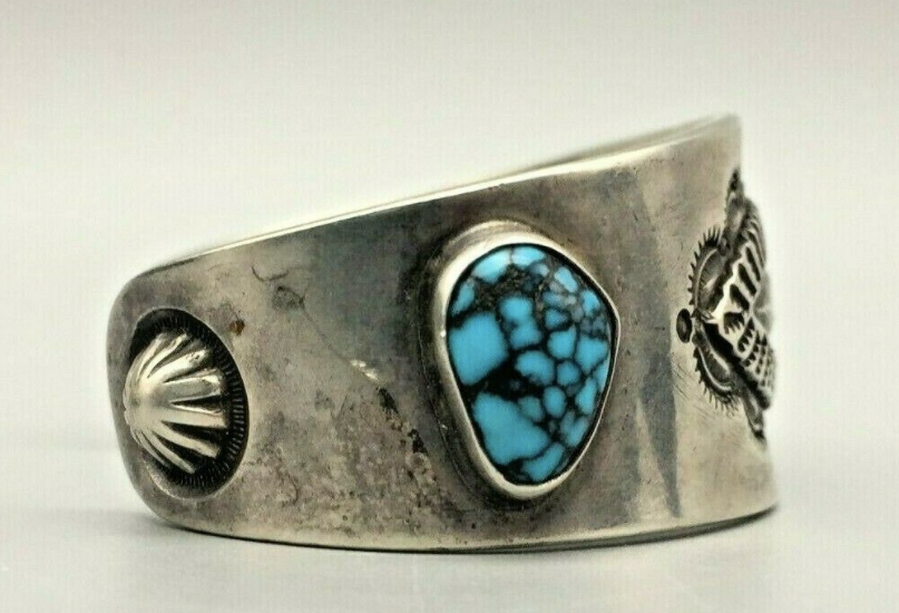 Handmade Lone Mountain Turquoise Bracelet by Micheal Little Elk