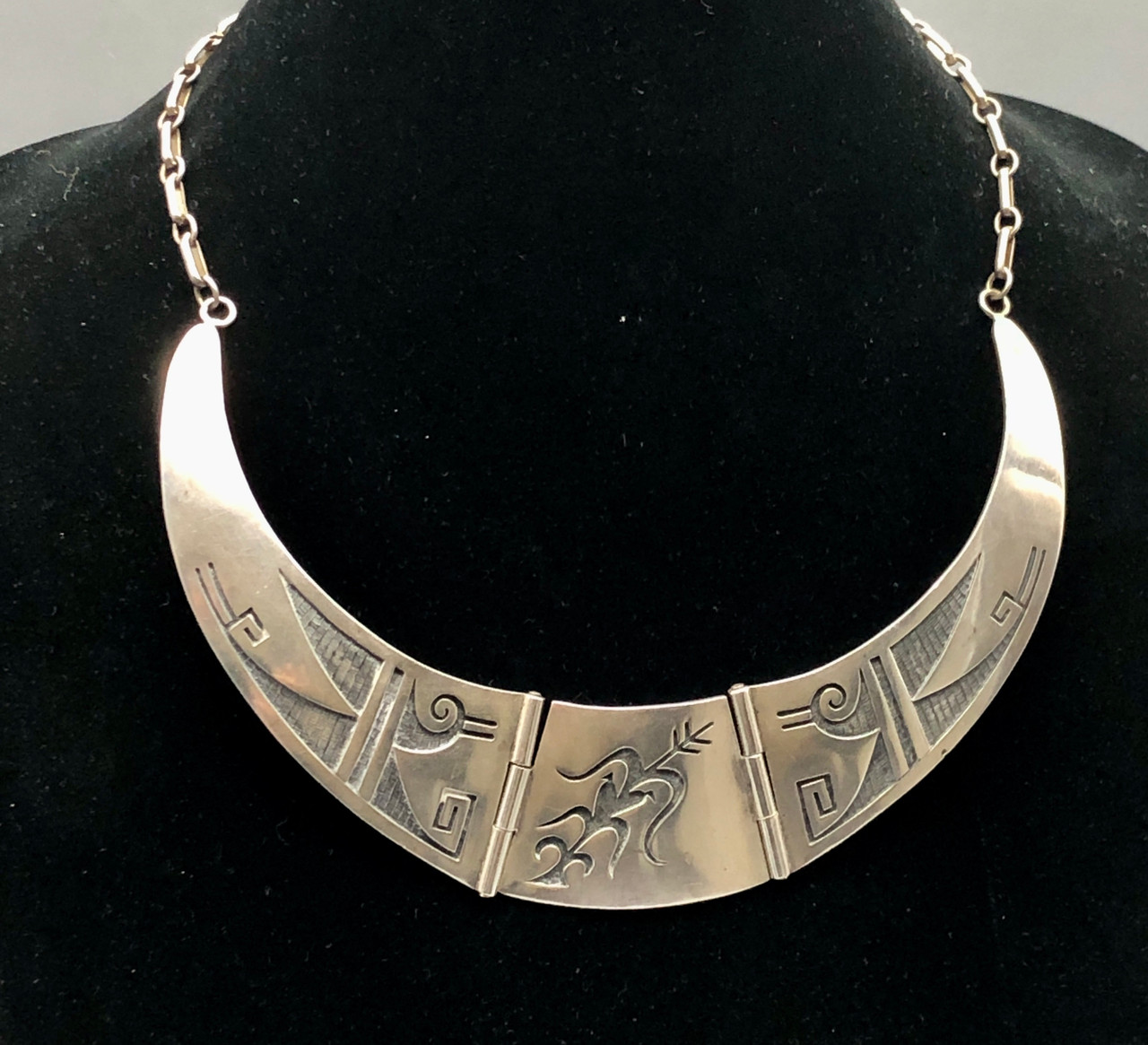 Elegant Hopi Overlay Necklace by Steward Tewawine