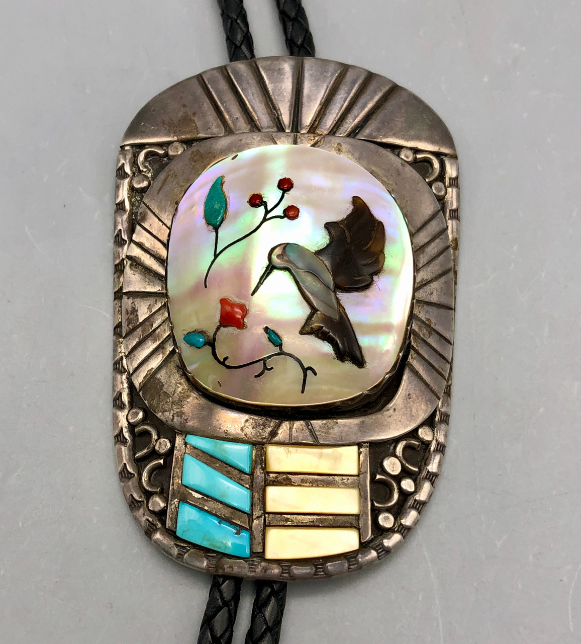 Spectacular Vintage Inlay Bolo Tie