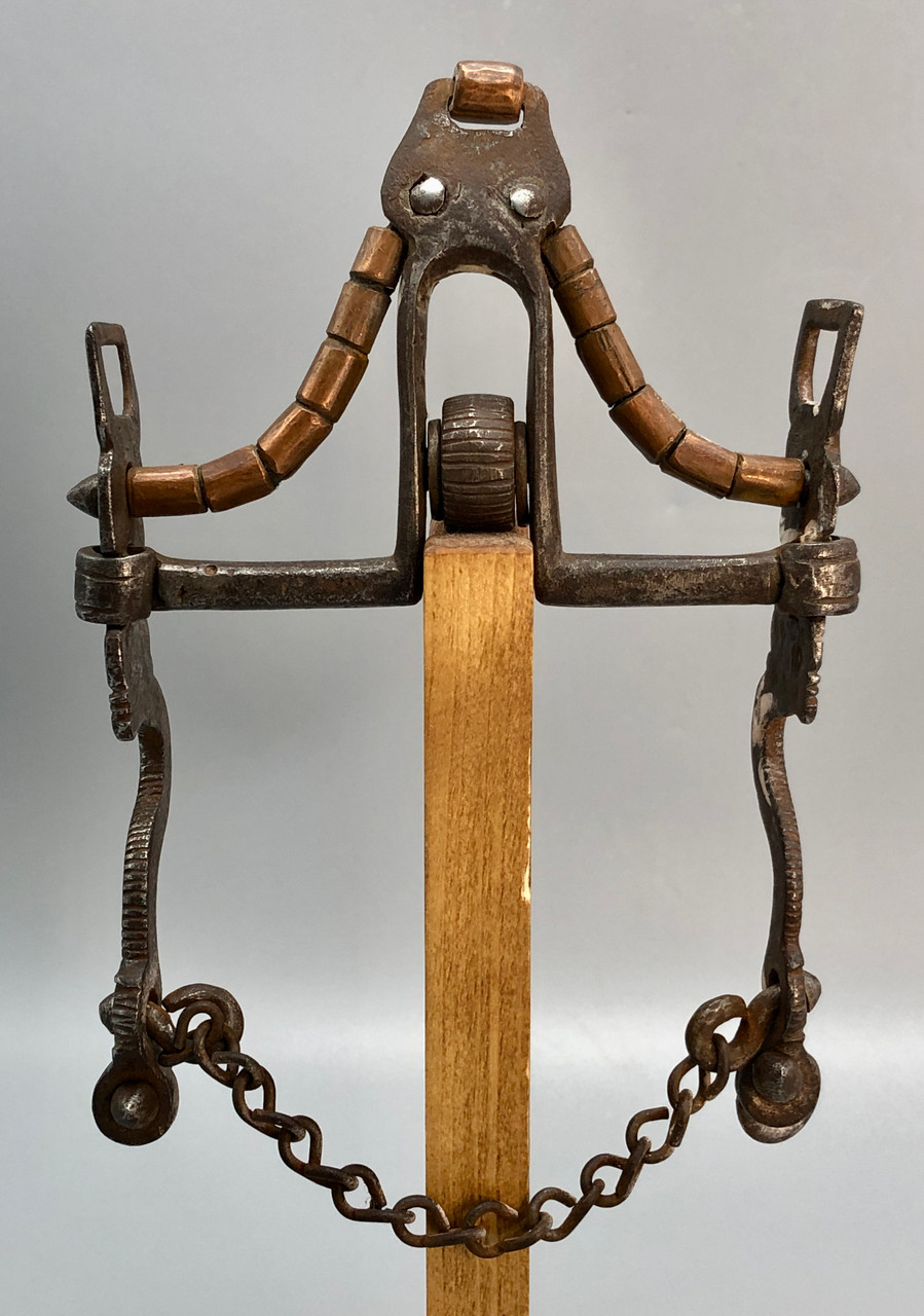 Antique Spanish Spade Bit with Silver Inlay - Snakes