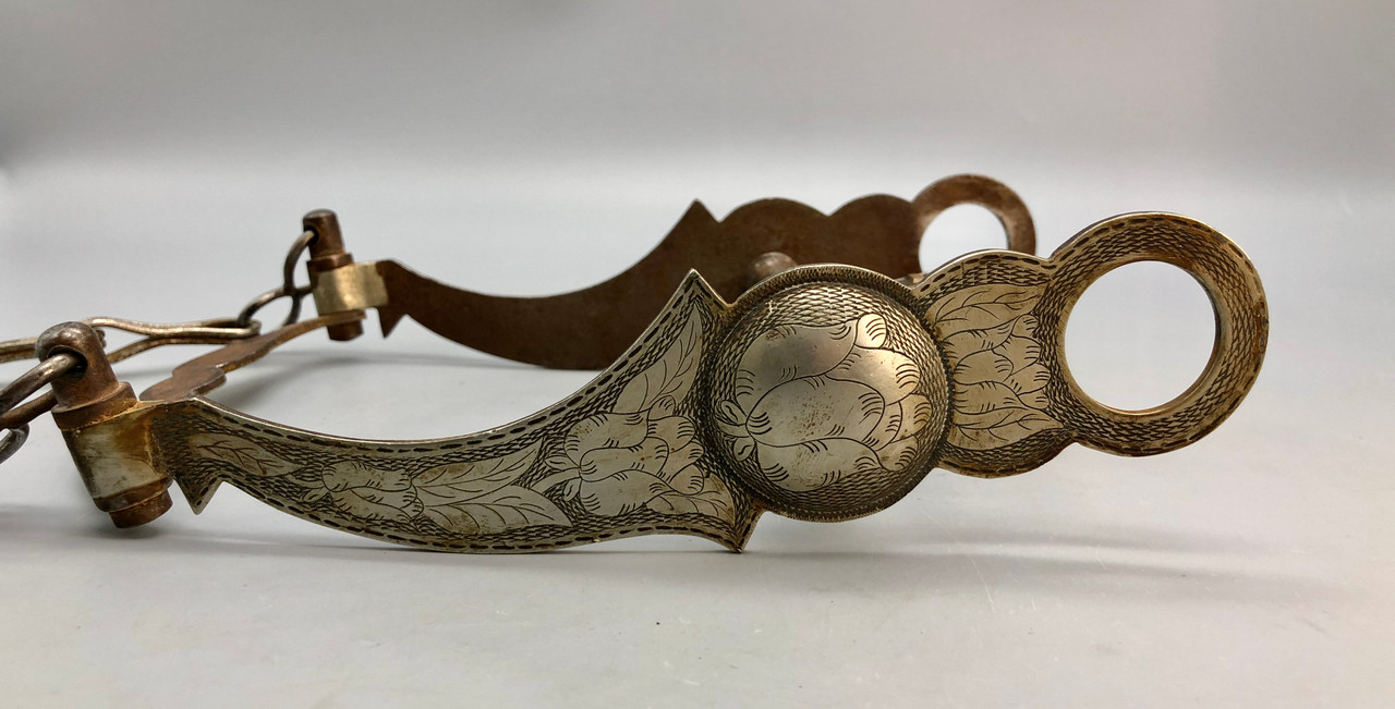 Ornate Pattern Walla Walla Prison Bit with Halfbreed Mouth and Rein Chains